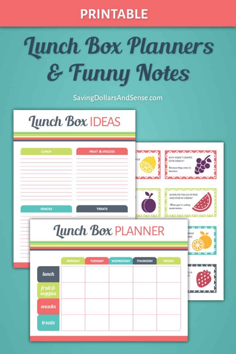 Printable Lunch Box Planner Set - Saving Dollars and Sense