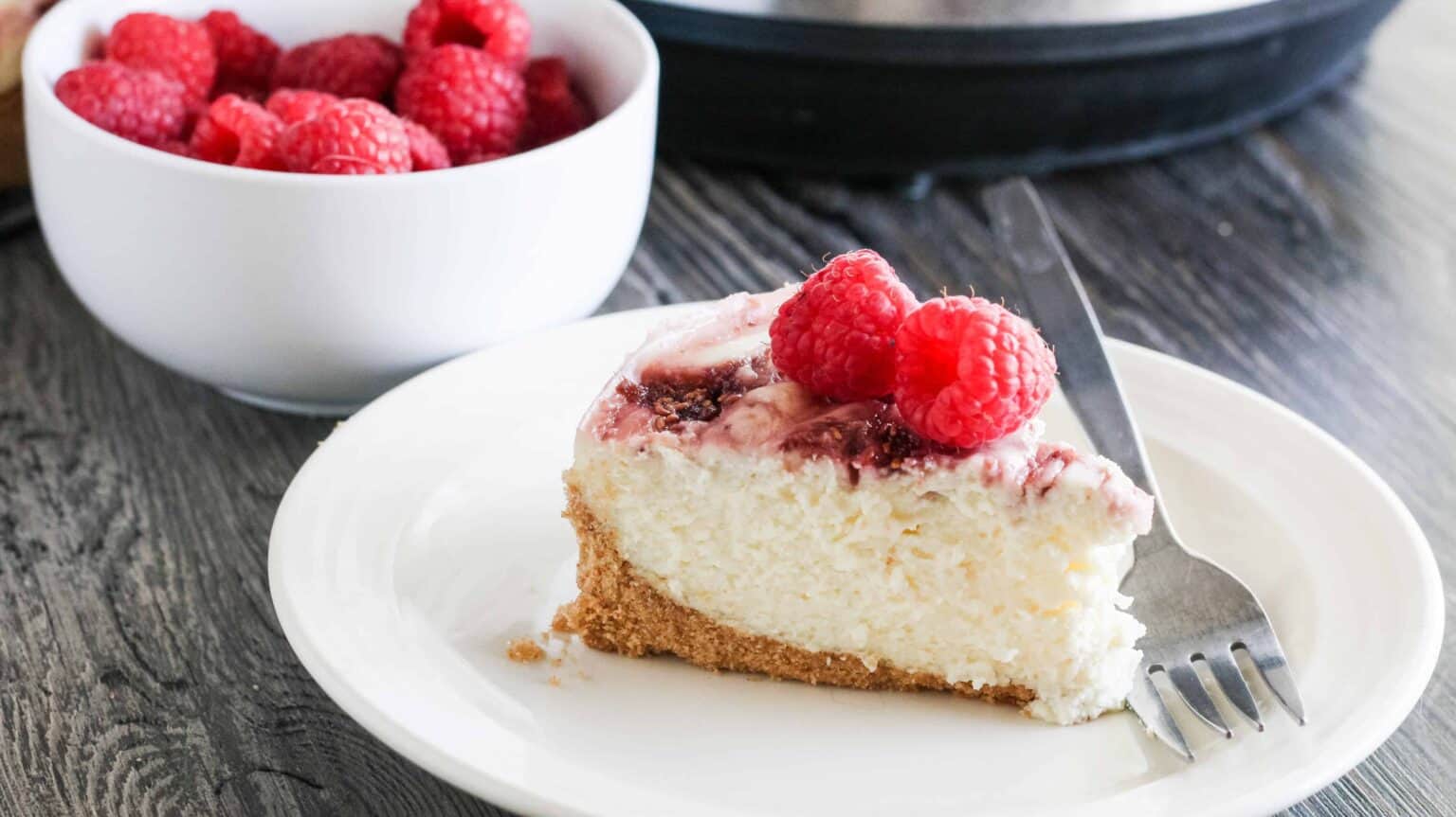 Instant Pot Raspberry Swirl Cheesecake Recipe - Saving Dollars and Sense