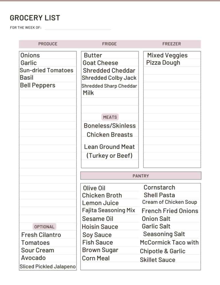 Weekly Meal Plan 14 - Saving Dollars and Sense